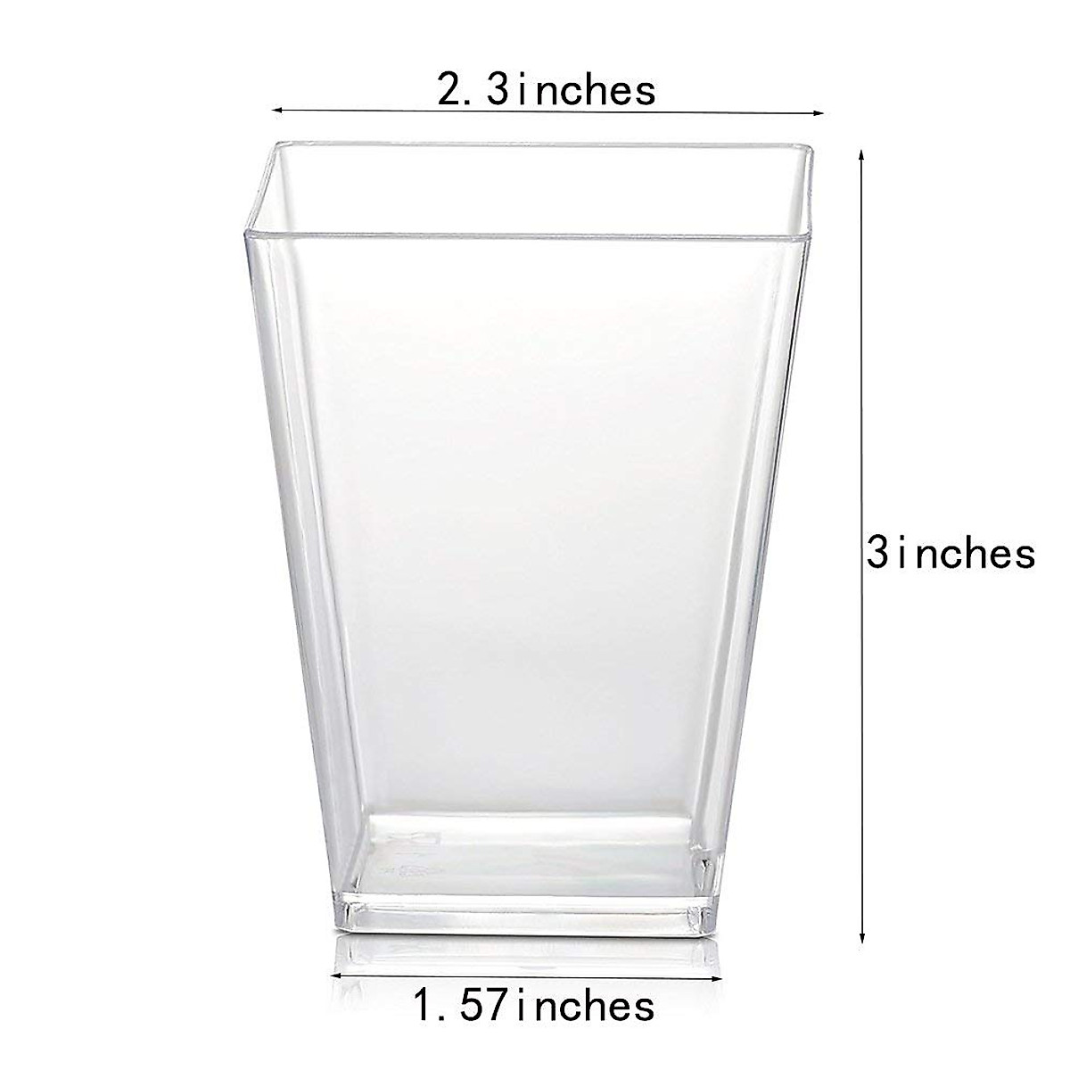 Sohapy 100 Pack 5.Oz Tall Square Food Grade Clear Plastic Dessert Tumbler Cups for Tiramisu,Cakes,Ice cream,Parfait, Dip, Sundaes,and Cookies (100)