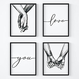 MoharWall Love You Prints White Black Posters Women Bedroom Wall Decor Warm Quotes A Great Gift for The Couple's Wedding
