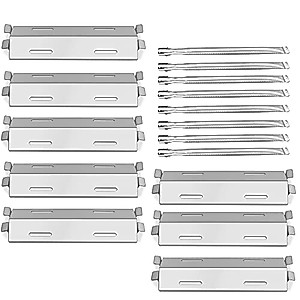 Gas Burner and Heat Plate Shield Stainless Steel Grill Replacement Parts for Members Mark GR2039201-MM-00; Bakers and Chefs ST1017-012939; Outdoor Gourmet GD430, Set of 8 Pack Heat Tent & Burner Tube