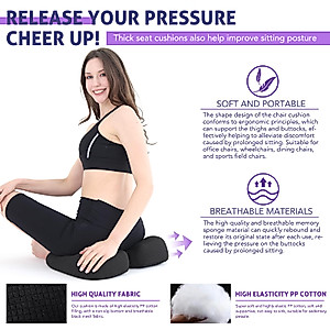 Seat Cushions for Office Chairs, Tailbone Pain Relief Cushion, Ergonomic Orthopedic Chair Seat Cushions Seat Pillow for Office, Home Chair, Car, Wheelchair, Hip, Coccyx, Sciatic (Black)