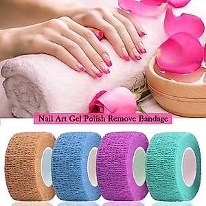 Noverlife 12 Colors Non-wonven Self Adhesive Bandage Wrap for Finger Guard Nail Protector, 2.5cm x 4.5m / 1" x 5yd Waterproof Cohesive Elastic Tape Sports Fixing Band Stretch Wrap