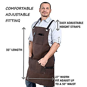 ARMOR GEAR Heavy Duty 16oz Waxed Canvas Work Apron | 7 Pockets + Each Hip Side Tool Loops | Durable yet Comfortable | Quick Release Cross-Back Straps for Adjustable Sizes from S to XXL Style brand