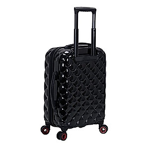 Rockland Quilt Hardside Expandable Spinner Wheel Luggage, Black, 3-Piece Set (20/24/28)