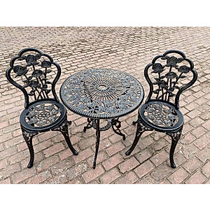 C/G 3 Piece Bistro Set,Outdoor Patio Set,Anti-Rust Cast Aluminum Bistro Table Set for Park Yard Front Porch Furniture(Antique Copper)