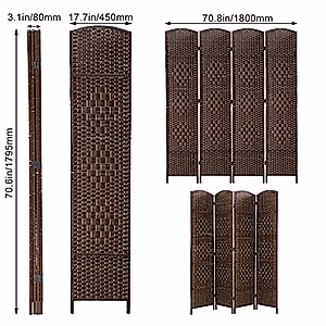 Room Divider Folding Privacy Divider 6 Ft Indoor Wall Divider Portable Partition Wood Screen, Brown (4 Panel)
