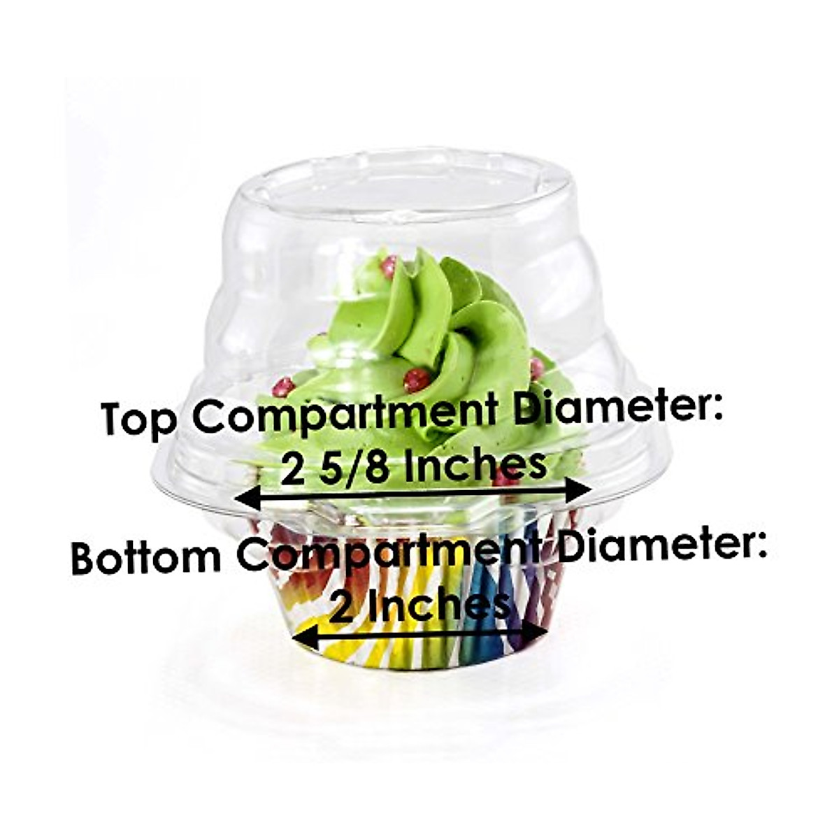 Katgely Individual Cupcake Containers (Pack of 50)- Single Compartment Clear Plastic Cupcake Boxes, Cupcake Holder - Stackable, Deep Dome, Disposable & BPA-Free