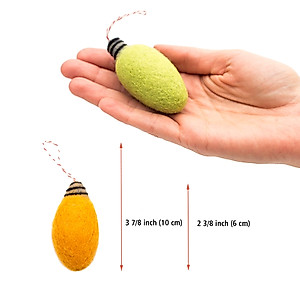 GLACIART ONE Felt Lightbulbs Ornaments Set of 6 | for Christmas Tree Decorations, Hanging Garland | Ideal Christmas & Fall Season Decoration | New Zealand Natural Wool, Hand-Felted in Nepal
