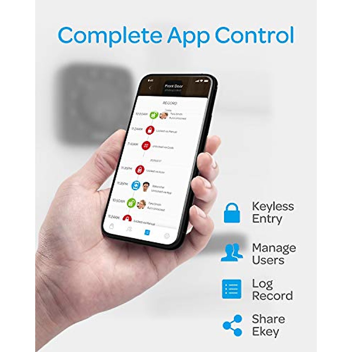 Smart Lock, ULTRALOQ U-Bolt with Bridge WiFi Adaptor, 5-in-1 Keyless Entry Door Lock with WiFi, App, Bluetooth and Keypad, Smart Door Lock, Smart Deadbolt, ANSI Grade 1 Certified- Black