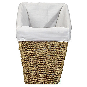 Uniquewise(TM) Woven Seagrass Small Waste Bin Lined with White Washable Lining
