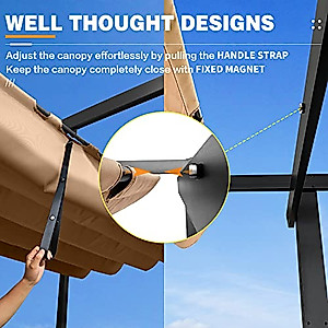 PURPLE LEAF Outdoor Metal Pergola with Retractable Canopy 10' x 13' Patio Aluminum Pergola for Deck Garden Backyard Modern Small Pergola, Beige