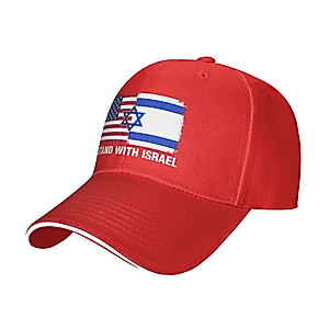 Support Israeli,I Stand with Israel Flag Baseball Cap Women Trucker Hat Men Dad Hat Adjustable Snapback Hat Red