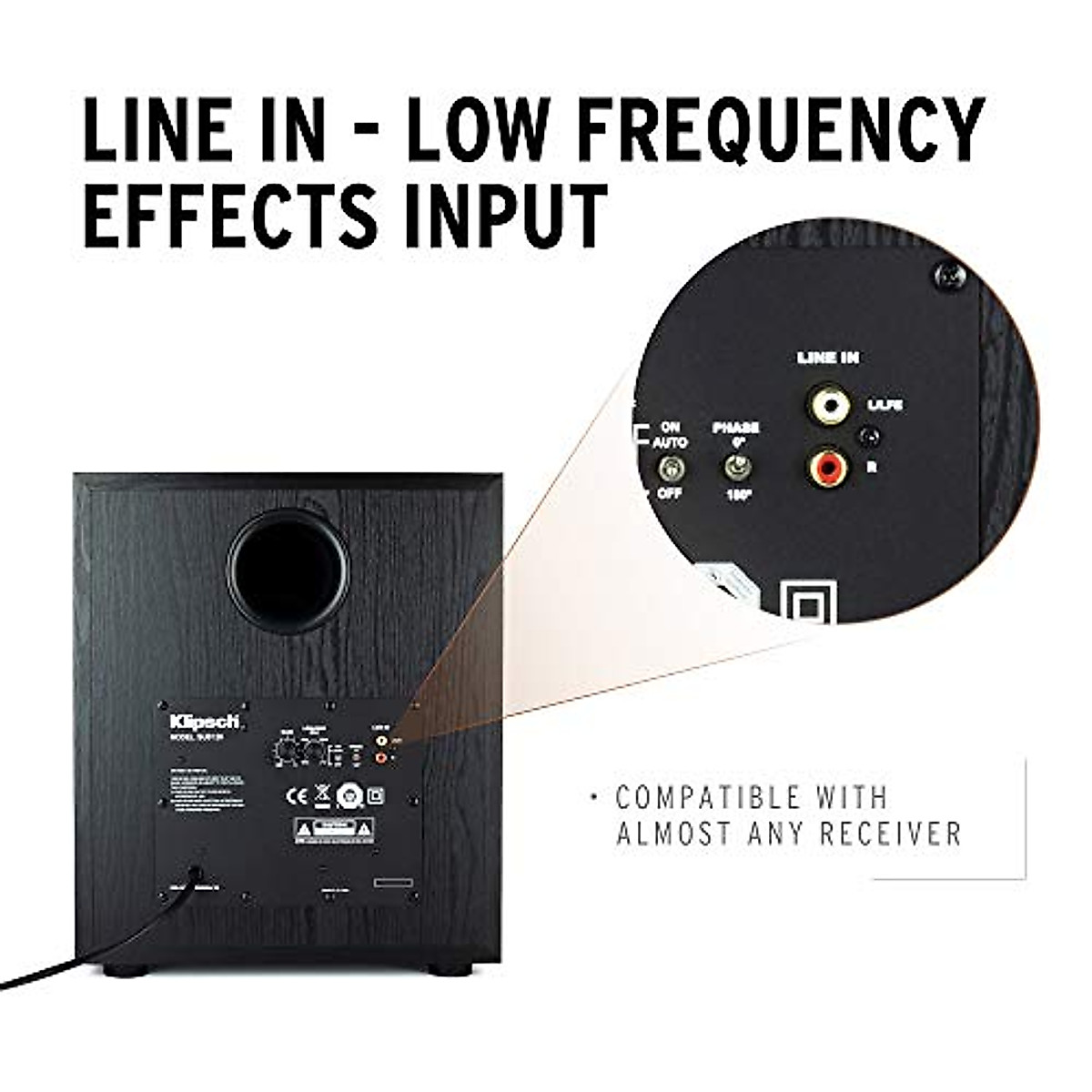 Klipsch Synergy Black Label Sub-120 12” Front-Firing Subwoofer with 200 Watts of continuous & 400 watts of Dynamic Power, and Digital Amplifier for Powerful Home Theater Bass in Black