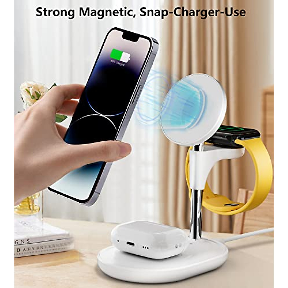 Wireless Charging Station for Multiple Devices Apple, 3 in 1 Wireless Charger Stand Mage-Safe Charger Charging Dock for iPhone 14 13 12 Series iWatch AirPods