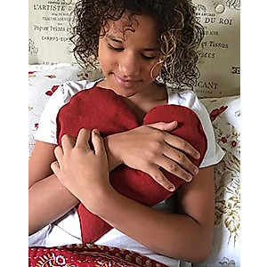 Hot Cherry Heart-Shaped Cherry Pit Pillow (Natural-Dyed Denim, Gift Wrapped in a Pie Box.) Relaxes Muscles, relieves Pain, Tummy Cramps with Moist Heat, FHA/HSA Approved