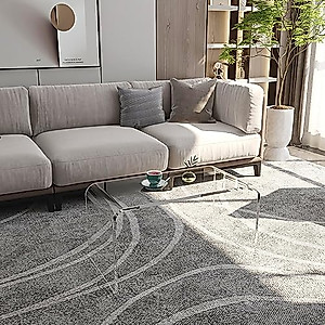 Odoor Direct Modern Acrylic Coffee Table, 32" x 16" x 16" Waterfall Acrylic Side Table with PVC Mat, 0.5" Thick Rectangle Clear Coffee Table for Living Room, Bedroom, Bathroom, Clear