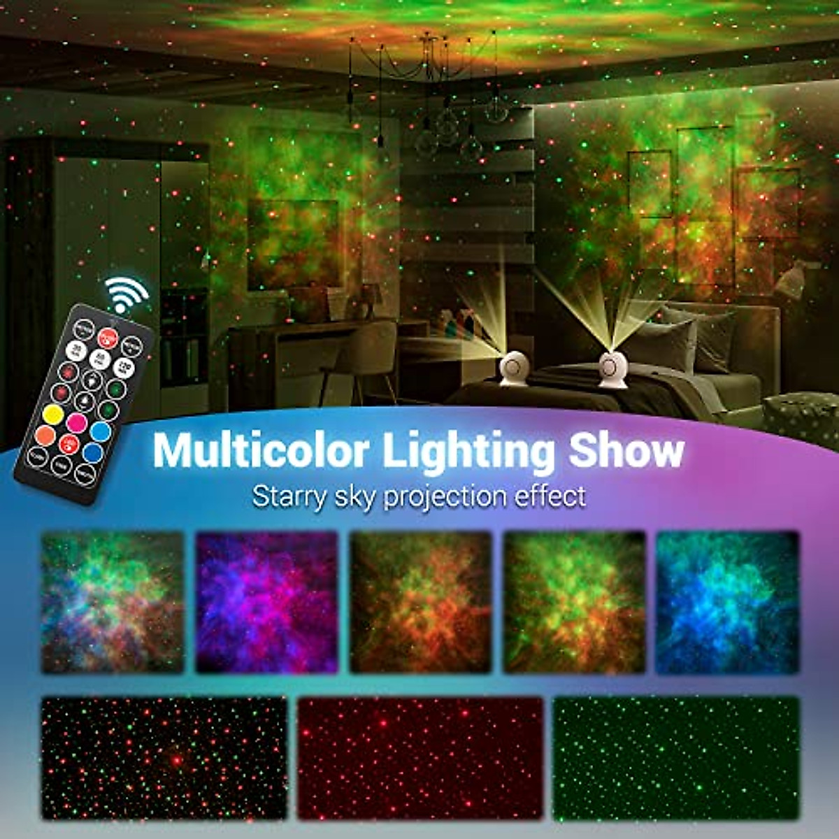 AIRSEE Star Projector Galaxy Light, Cordless Adjustable LED Laser Galaxy Projector with Remote Control & Timer, Magnetic Night Light Projector Valentine's Gifts for Party, Gaming Room, Bedroom Decor