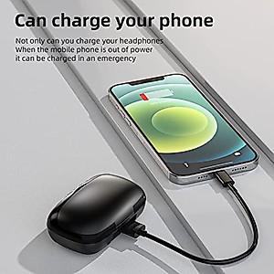 Bluetooth Headphones True Wireless Earbuds 60H Playback LED Power Display Earphones with Wireless Charging Case IPX5 Waterproof in-Ear Earbuds with Mic (Black)