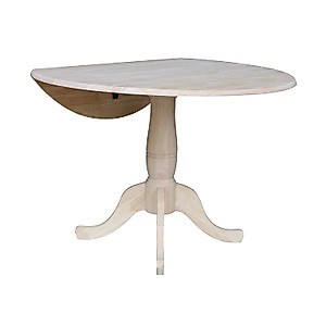 IC International Concepts International Concepts 42" Round Dual Drop Leaf Pedestal Table-29.5" H, Unfinished Dining Table, Ready to Finish