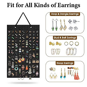 AILIKESE Earrings Organizer Hanging,Soft Felt Wall Mount Earring Display, Wall Mounted Earring Display Storage For Women. (Black)