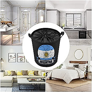 Vintage Argentina Flag Freestanding Laundry Basket with Lid Waterproof Collapsible Large Clothes Hamper Storage with Handle and Drawstring Closure Toy Organizer Gift