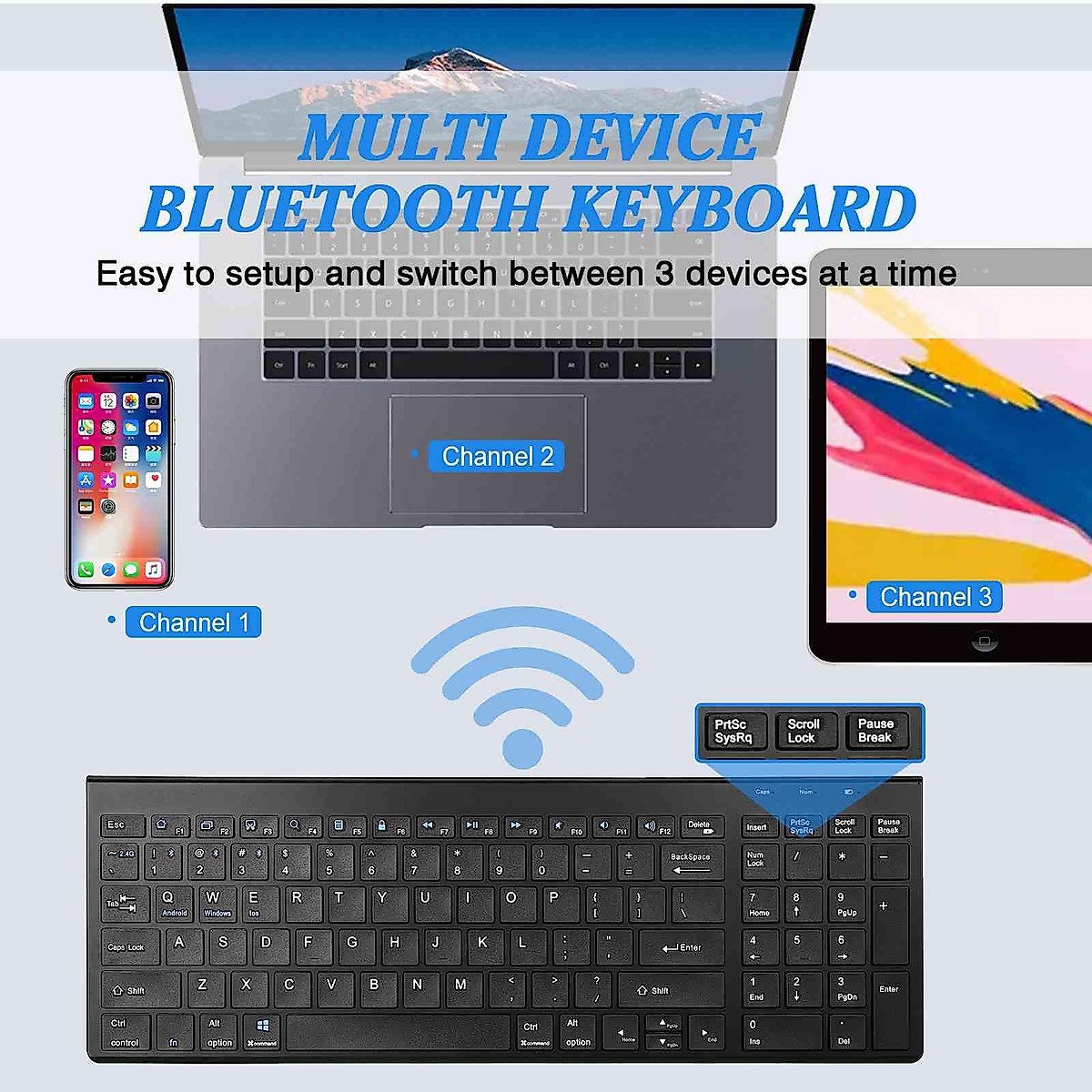 Rechargeable Wireless Keyboard Mouse, UrbanX Slim Thin Low Profile Keyboard and Mouse Combo with Numeric Keypad Silent Keys for Microsoft Surface Duo 2 - Black