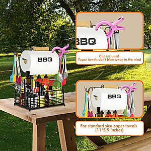 Concons Grill Caddy, BBQ Caddy for Outdoor Grill, Camping Essentials, Camping Accessories, Outdoor Kitchen BBQ Grill Accessories for Camper, Tailgate Essentials, Grilling Gifts for Men