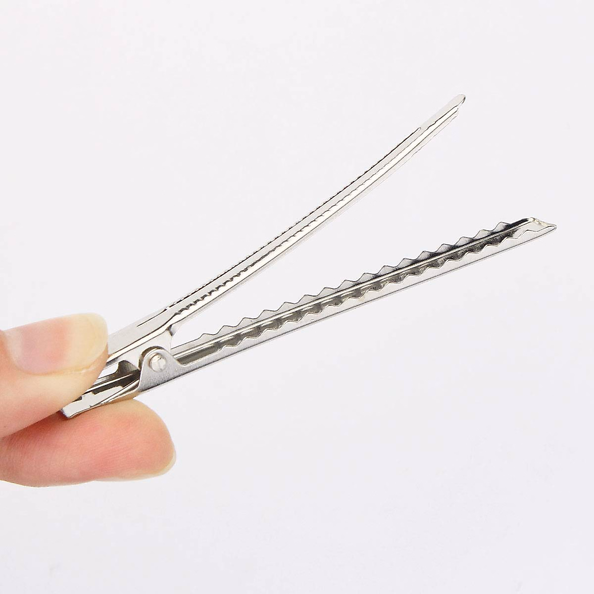 60 Pcs Alligator Curl Clips, Bantoye 3 Inch Flat Single Prong Clips Hair Accessories for Hair Styling, Coloring, Silver