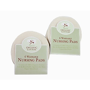 TL Care Twin Pack Nursing Pads Made with Organic Cotton, Natural Color, 12 Count