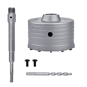 4 inch / 102mm Concrete Hole Saw with 220mm SDS Plus Shank Connecting Rod,GUICGOC Tungsten Carbide Teeth Cement Hole Saw for Cement Brick Concrete Stone Wall (4 inch / 102mm)