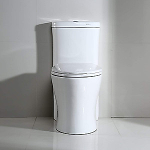 WOODBRIDGE B0933-2/T-0033L T-0033 Dual Flush Elongated One Piece Toilet with Soft Closing Seat, WHITE