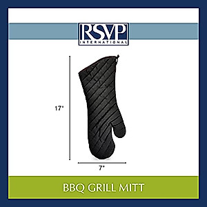 RSVP International Barbeque Grilling Collection Heat Resistant Gloves, 17.7", Fleece Lined, Suede Leather