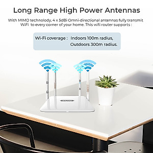 Gigabit WiFi Router,WAVLINK Home Router 1200Mbps WiFi Router,High Power Wireless Wi-Fi Router,Dual Band 5Ghz+2.4Ghz with 2 x 2 MIMO 5dBi Antennas Internet Router