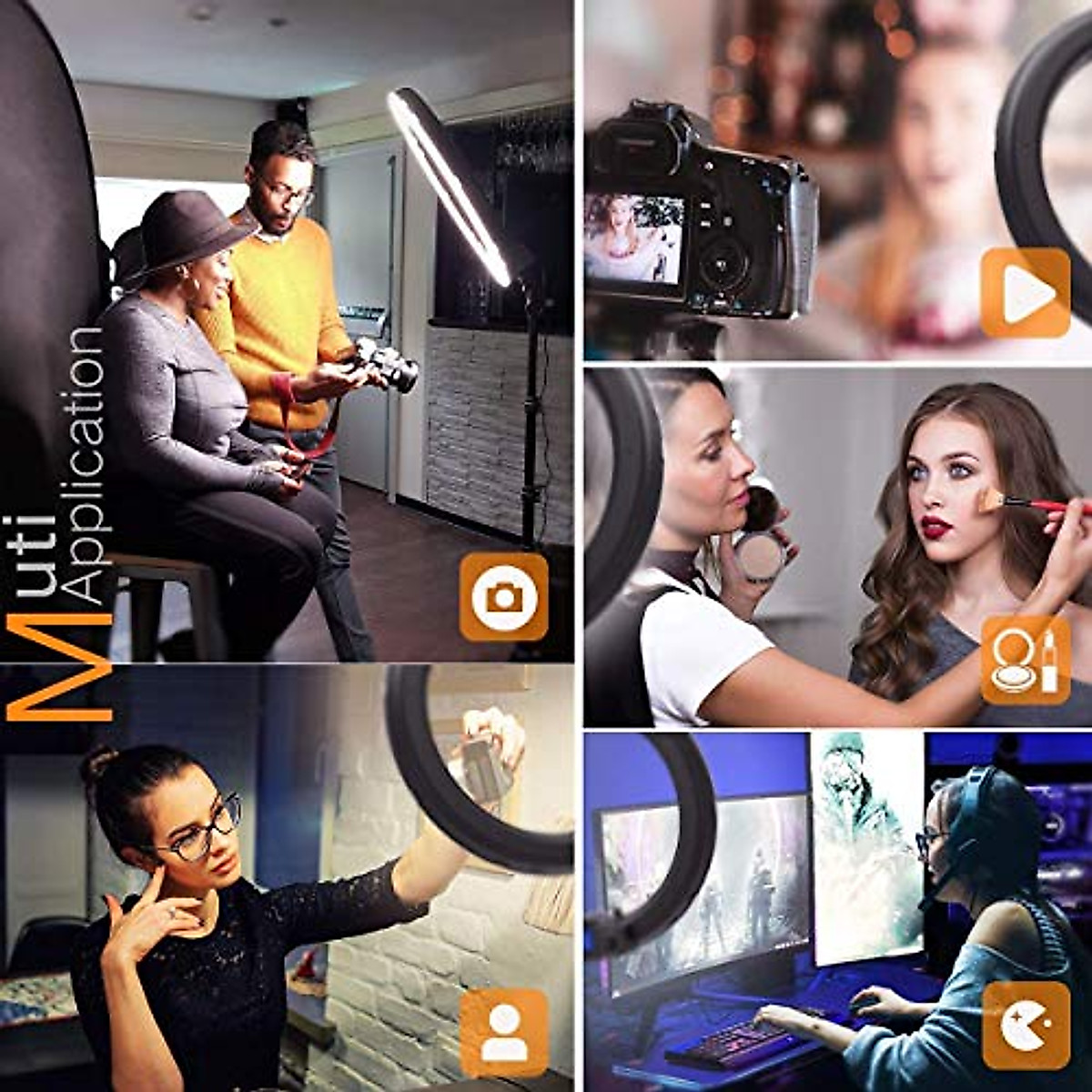 Ring Light, 19" Bi-Color LCD Display Ring Light with Stand, 55W 3000-5800K CRI≥97 Light Ring for Vlogging Selfie-Portrait Live Stream Video Photography Shooting