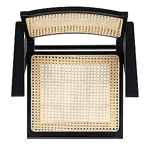 Safavieh Couture Home Collection Hattie Black/Natural French Cane Living Room Dining Arm Chair (Set of 2) SFV4115A-SET2