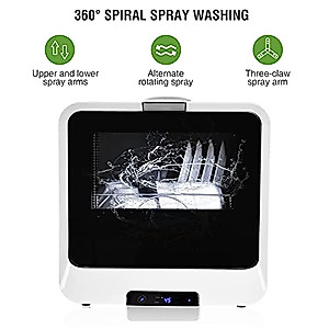Portable Countertop Dishwasher, Compact Dishwasher with 4 Washing Programs and Air-Dry Function,7.8L 360°Fully Automatic Dishwashers for Small Apartment, Dorms, RVs