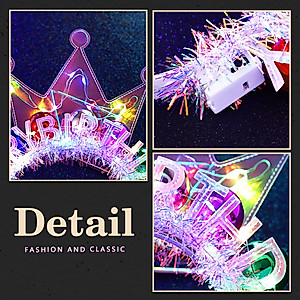GENBREE Light Up Happy Birthday Headband Birthday Crown Ball Headpiece Party Festival Hair Accessories for Women (Multicolour)