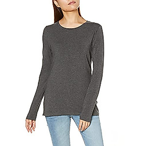 Amazon Essentials Women's Classic-Fit Long-Sleeve Crewneck T-Shirt (Available in Plus Size), Charcoal Heather, Large