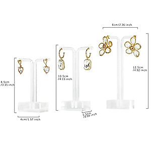GemeShou 3pcs transparent earring T stand jewelry display for show, acrylic earring hanger for women, small clear earring holder for selling, jewelry Photography props【3pcs earring stand-T shape】