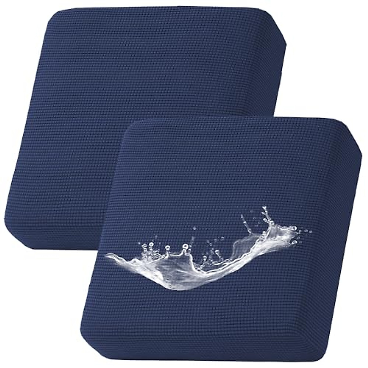 NC HOME Water Repellent Individual Couch Cushion Slipcovers, Sofa Slip Covers for Loveseat Couch Cushion, Camper Dinette Cushion Covers, Washable (2 Pieces, Navy)