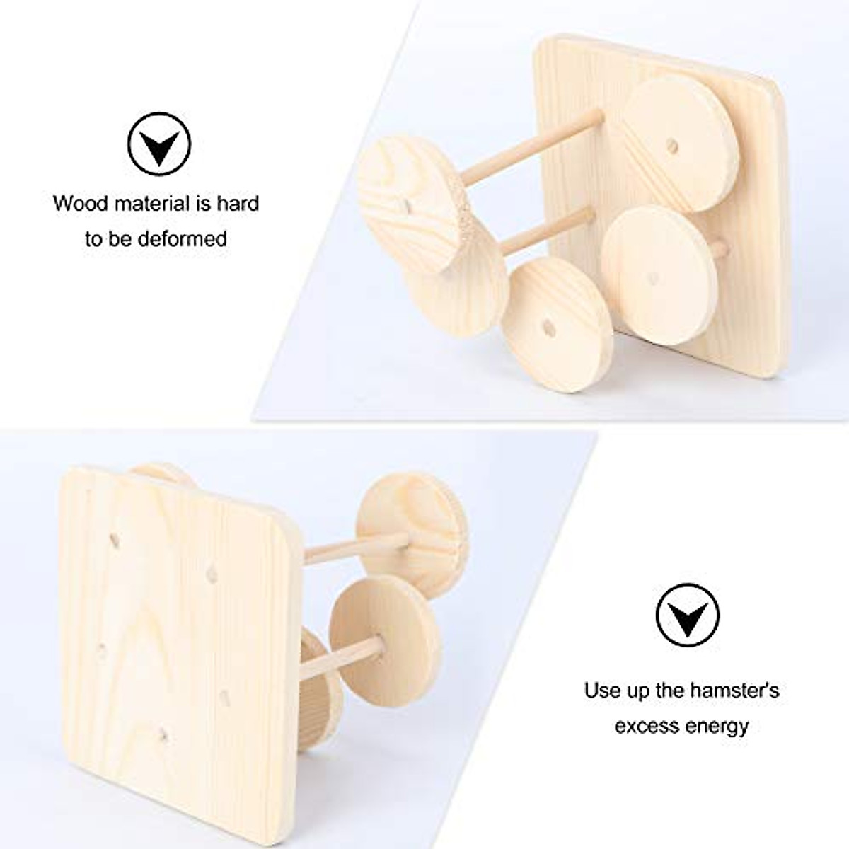 Balacoo Hamster Playground Wooden Small Animal Activity Toys Set Rat Playground Platform Climbing Ladder Chew Toy for Hamster Gerbil Mouse Chinchilla Beige