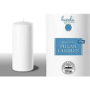 Hyoola White Pillar Candles 2x6 Inch - 4 Pack Unscented Pillar Candles - European Made