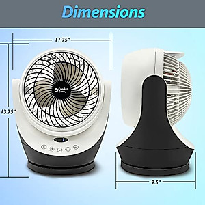 Comfort Zone CZHV82TWT 8" 3-Speed Oscillating with Remote Control, Electronic Controls, 90-Degree Tilt, 8-Hour Timer, White