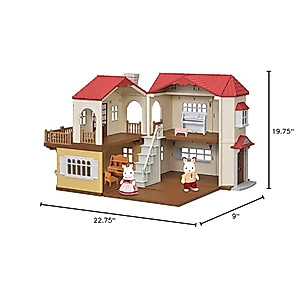 Calico Critters Red Roof Grand Mansion Gift Set, Dollhouse Playset with 3 Figures, Furniture, Vehicle and Accessories