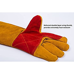 23.6 Inch Long Sleeves Leather Welding Gloves Leather welding gloves, heat-resistant and wear-resistant welding gloves and hand protectors, fire-resistant boot protectors,tools and gifts for men dad