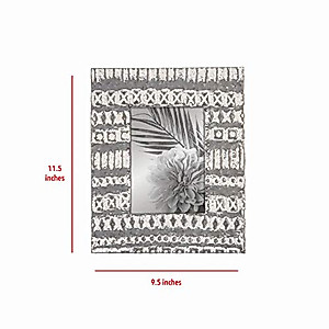 Foreside Home and Garden 5 x 7 inch Decorative Distressed Whitewashed Metal Pattern Picture Frame, 5x7, Gray