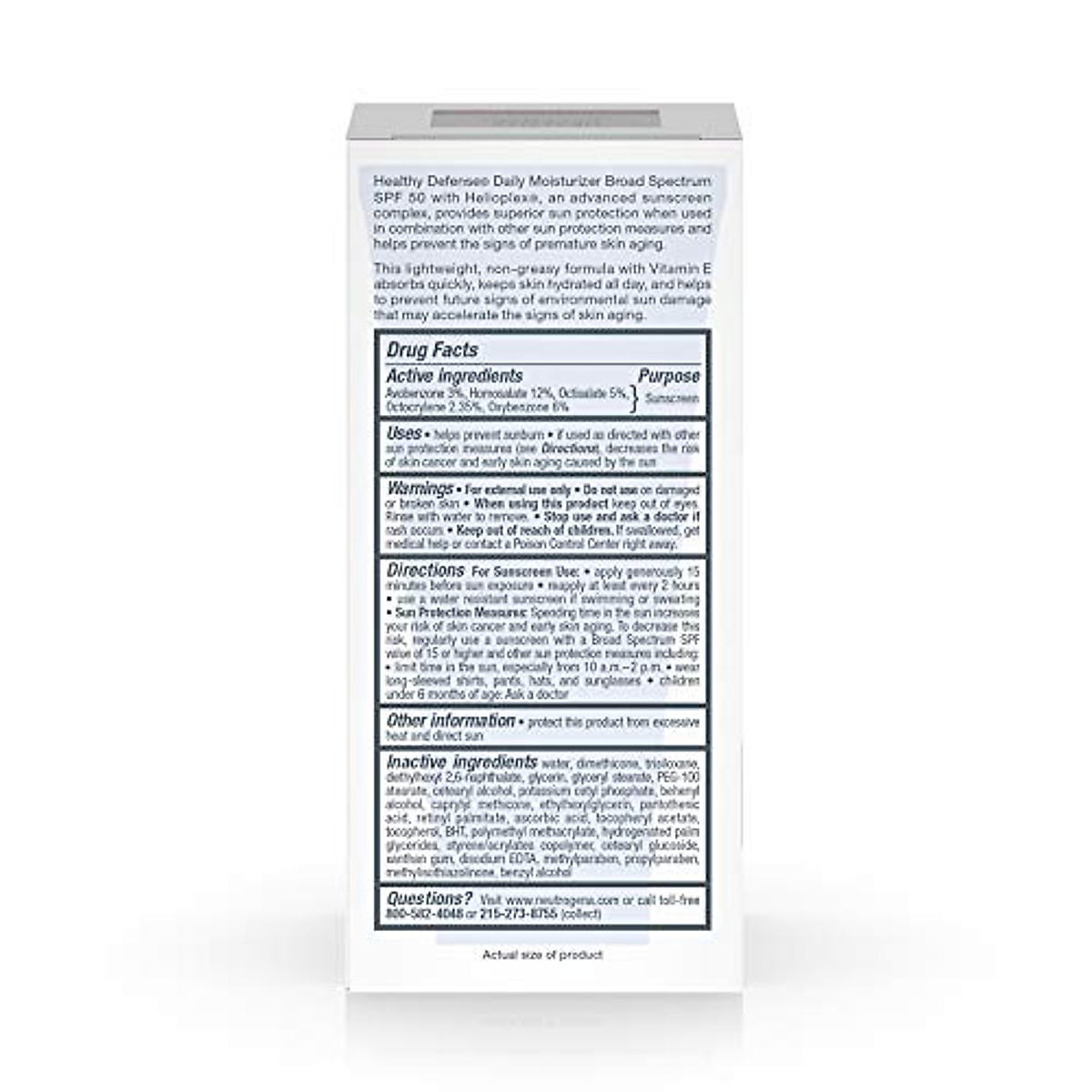 Neutrogena Healthy Defense Daily Vitamin C & Vitamin E Face Moisturizer, Non-Greasy Anti Wrinkle Face Lotion & Neck Cream with SPF 50 Sunscreen - Vitamin C, Vitamin E, Multivitamin Complex, 1.7 fl. oz