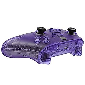 eXtremeRate Clear Atomic Purple Controller Full Set Housing Shell Case w/Buttons for Xbox Series X/S, Custom Replacement Side Rails Front Back Plate Cover for Xbox Series S & Xbox Series X Controller