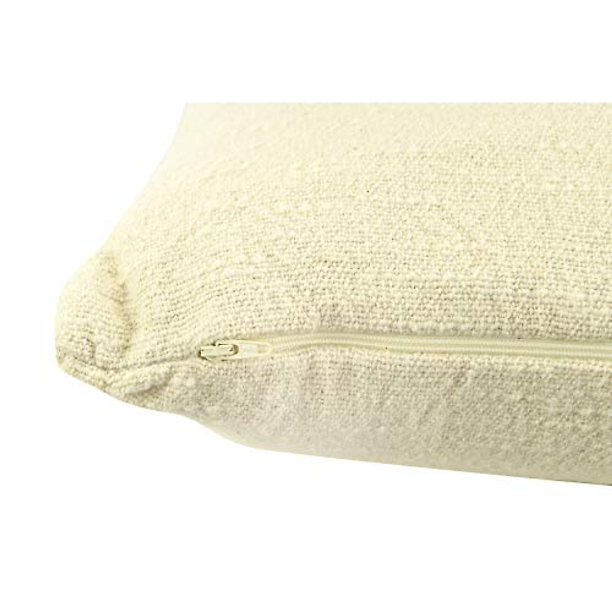 Creative Co-Op DF2389 Square Cotton Mudcloth Fringed X Pattern Pillow, Off-White