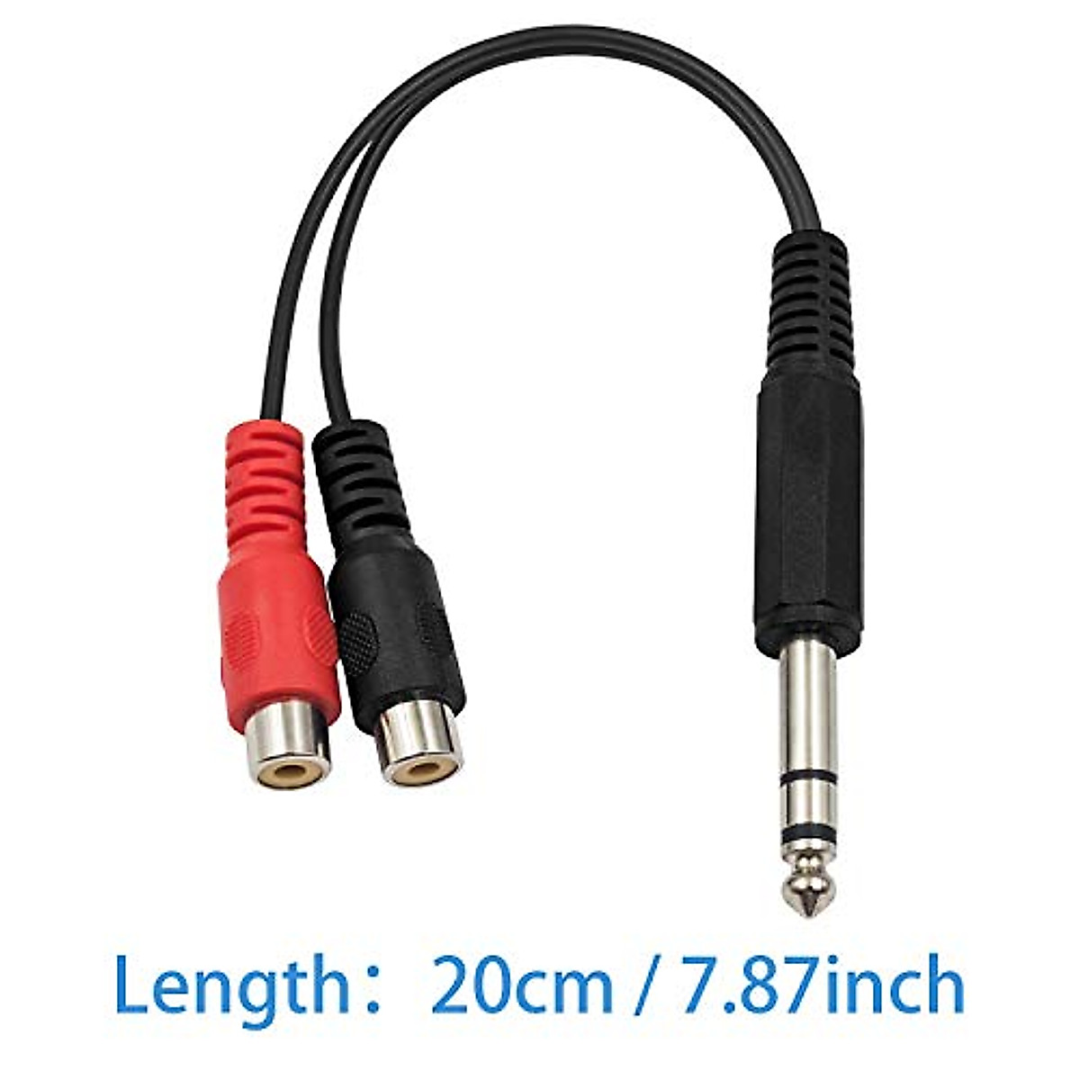 Poyiccot RCA to 1/4 Adapter, RCA Female to 1/4 '' Splitter Cable, 6.35mm 1/4 inch TRS Stereo Jack Male to 2 RCA Female Plug Y Splitter Adapter Cable, 6.35mm to RCA Cable 20cm/8inch (6.35M-2RCAFM
