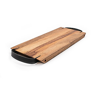 Ironwood Gourmet Small Florence Serving Board With Leather Handles, Acacia Wood